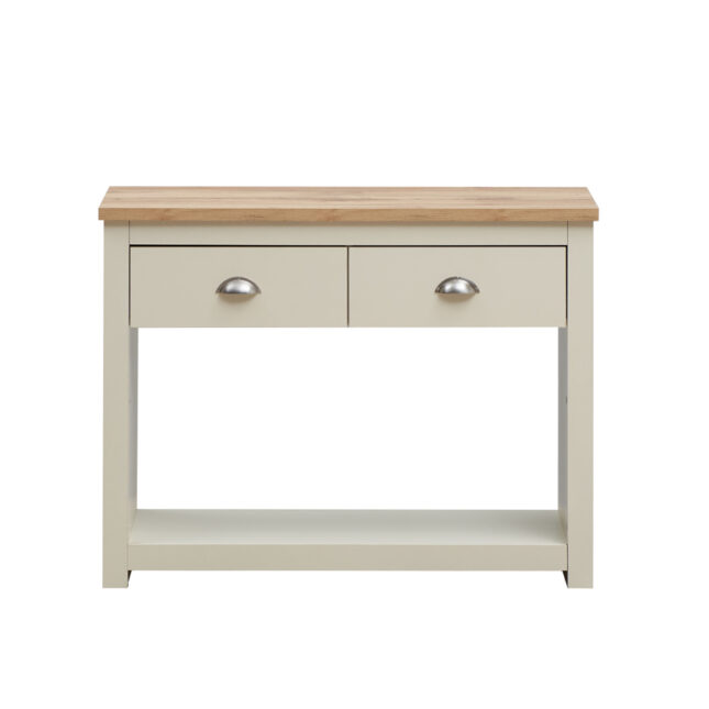 Leigh Cream 2 Drawer Console Table | Cream | Oak World