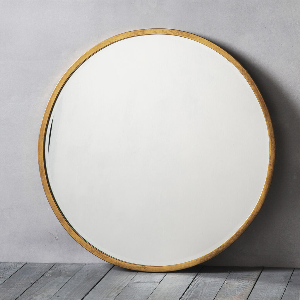 Reflections Round Mirror | Antique Gold | Oak World