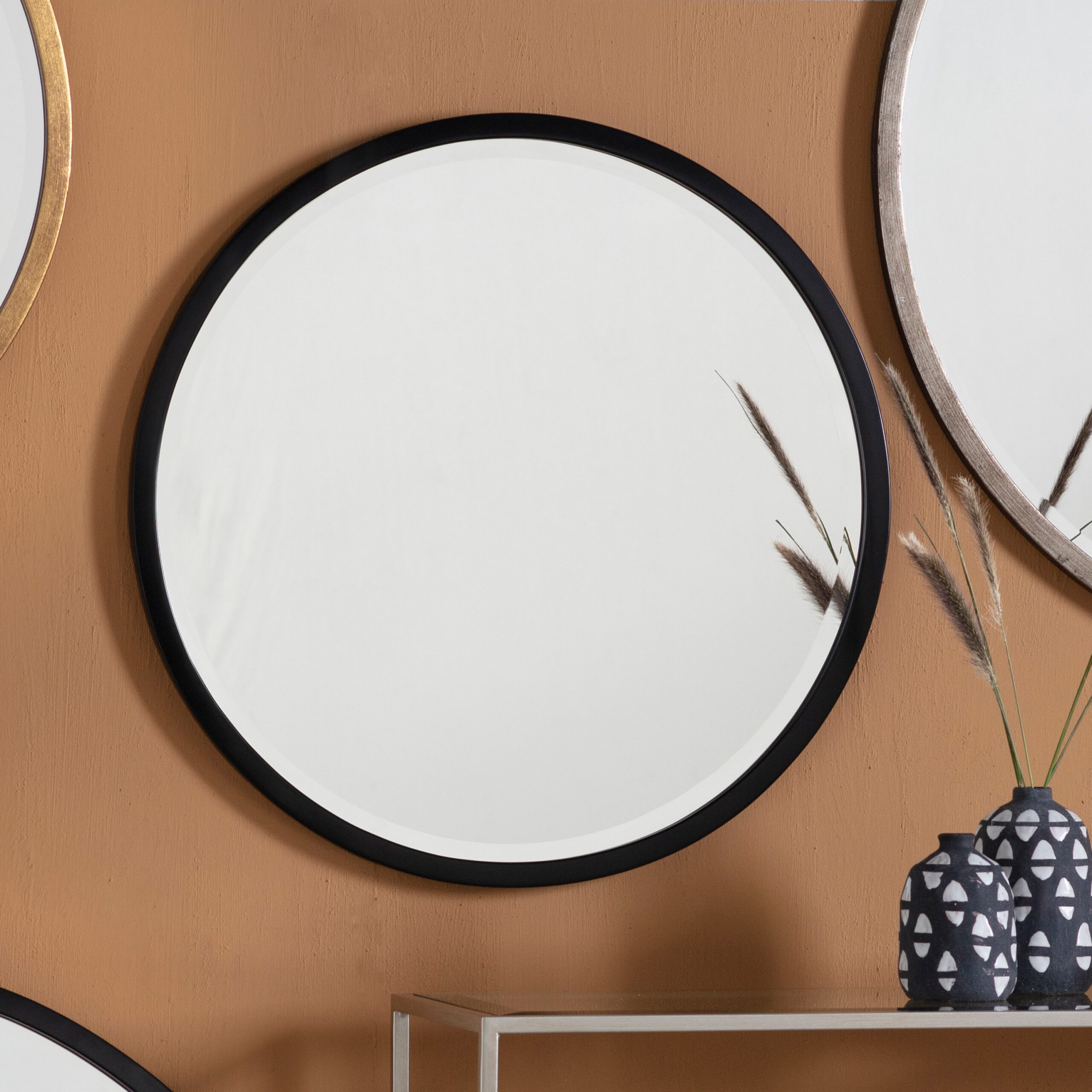 Reflections Round Mirror | Black | Oak World