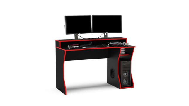 Enzo Gaming Computer Desk | Black & Red | Oak World