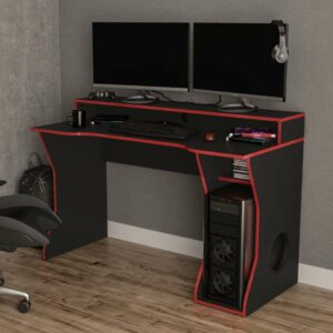 Enzo Gaming Computer Desk | Black & Red | Oak World