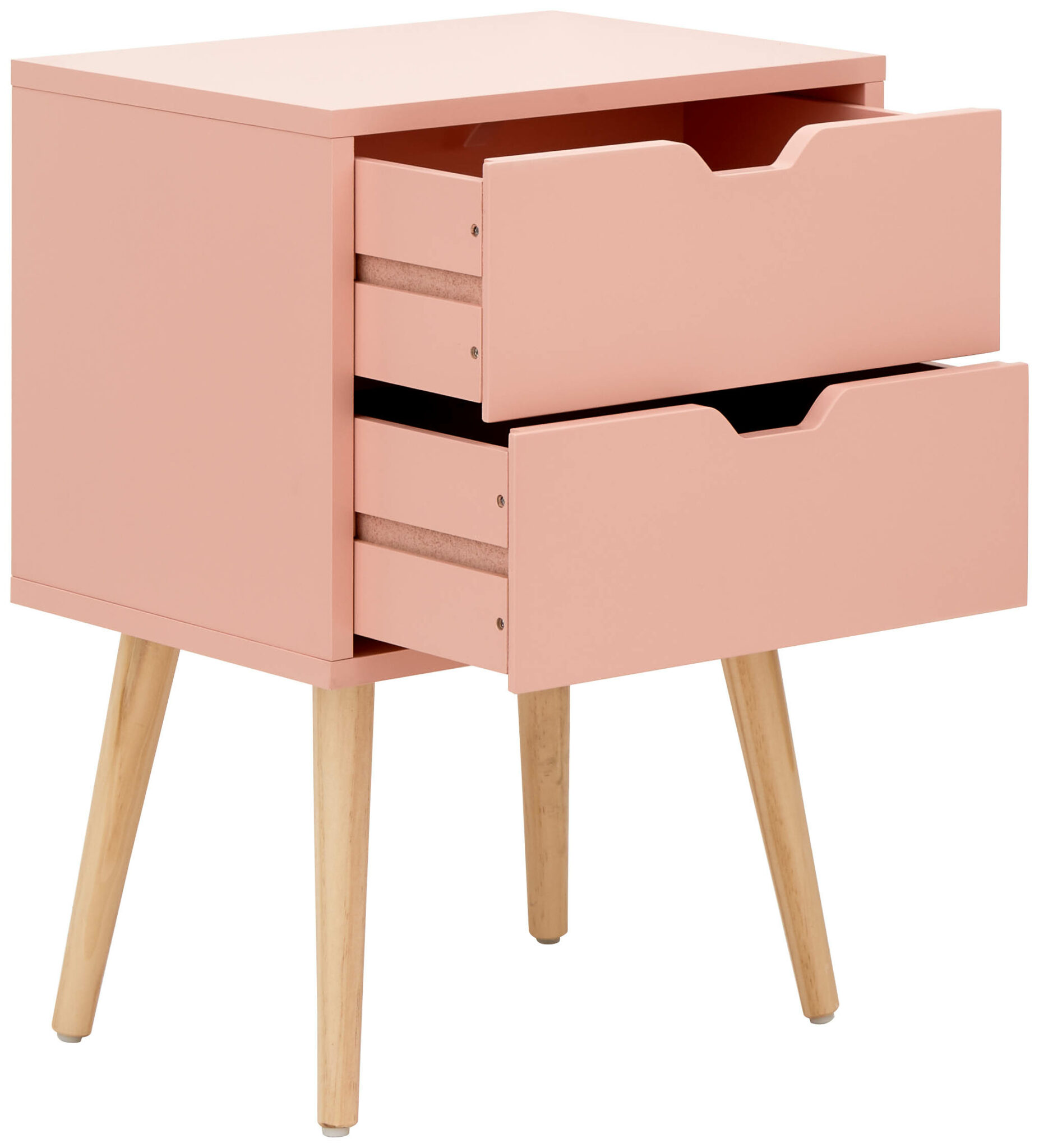 Kathmandu 2 Drawer Bedside Cabinet | Coral Pink | Self Assembly | Oak World