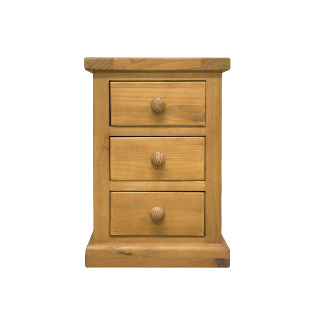 Messina Pine Small 3 Drawer Bedside Cabinet | Oak World