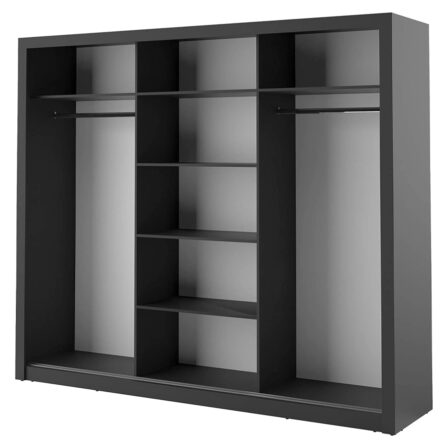 Durango 250cm Sliding Door Wardrobe | Matte Black | Oak World