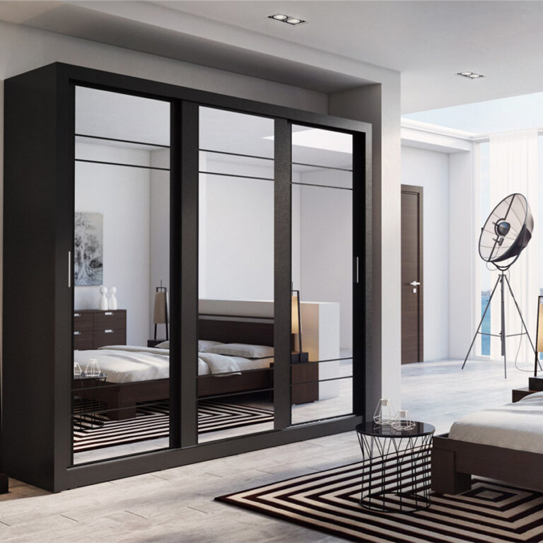 Durango 250cm Sliding Door Wardrobe | Matt Black | Oak World