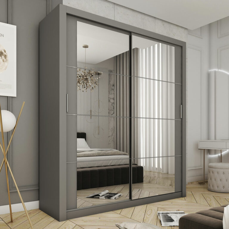 Durango 181cm Sliding Door Wardrobe | Matt Grey | Oak World