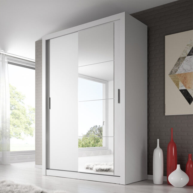 Durango 150cm Sliding Door Wardrobe | Matt White | Oak World