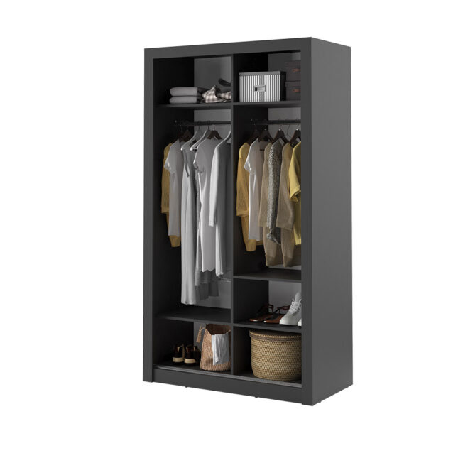 Durango 120cm Sliding Door Wardrobe | Matte Black | Oak World