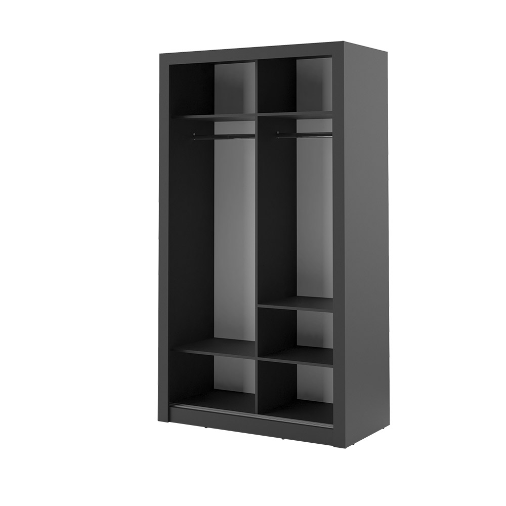 Durango 120cm Sliding Door Wardrobe | Matte Black | Oak World
