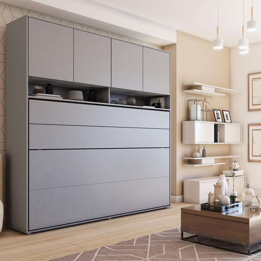 Over Bed Unit for Horizontal Wall Bed Concept 120cm Grey Matt Oak World