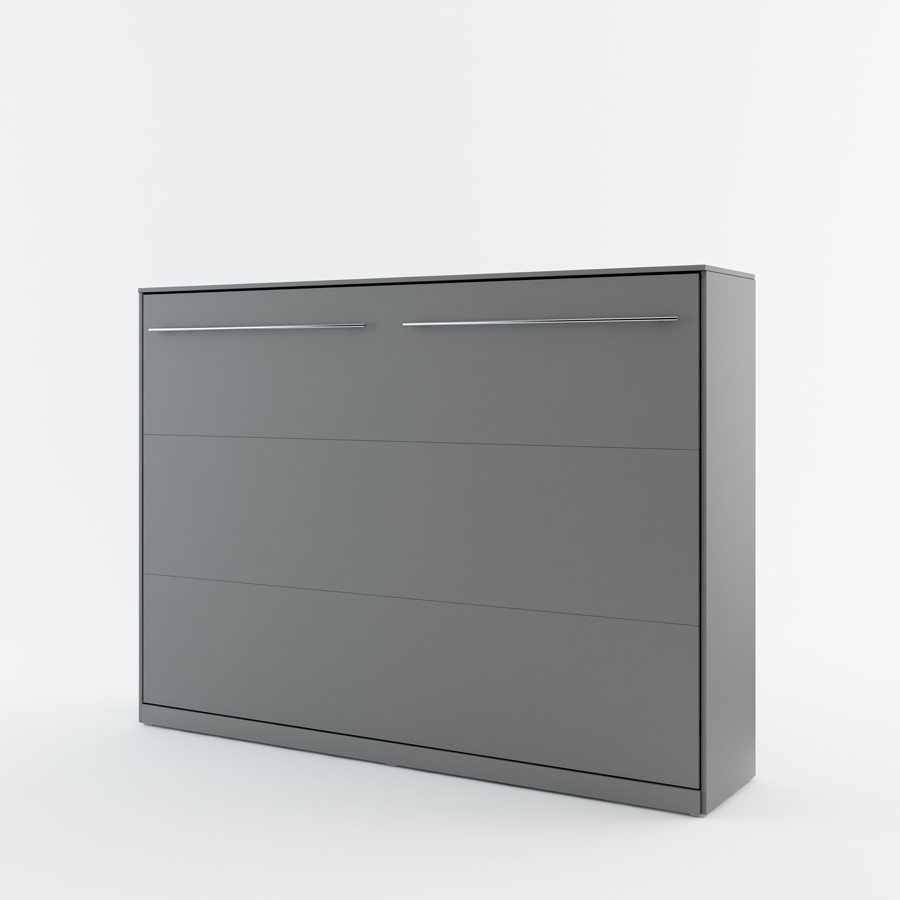 Horizontal Wall Bed Concept 140cm with Over Bed Unit | Grey Matt | Oak ...
