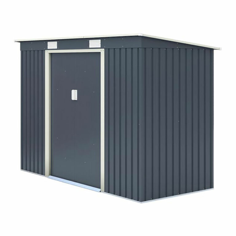 Savannah 8x4 Metal Pent Shed | Dark Grey | Oak World