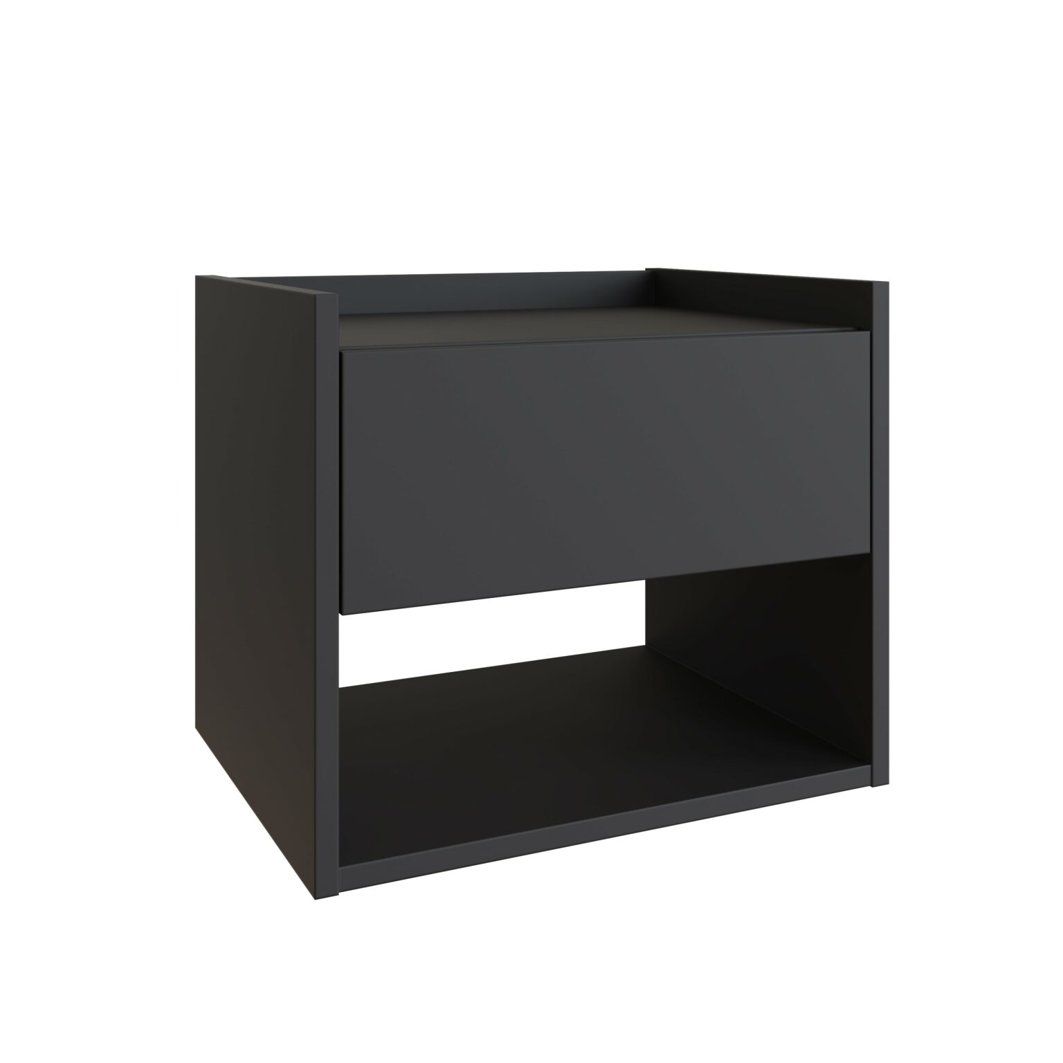 Torquay Floating Pair of Bedside Tables | Anthracite Grey | Oak World
