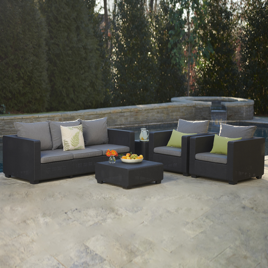 Eivissa Rattan 5 Seat Sofa Set Cool Grey Oak World
