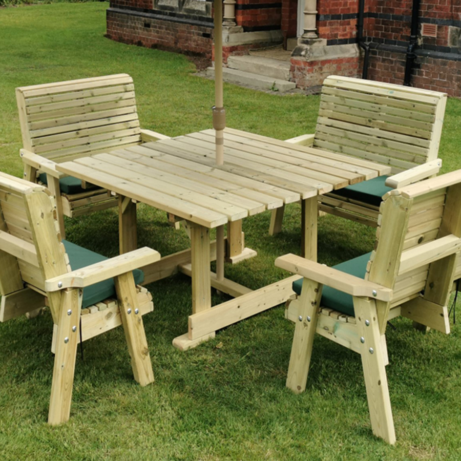Timber Ergo 8 Seat Square Set | 4 Benches - Churnet Valley | Oak World