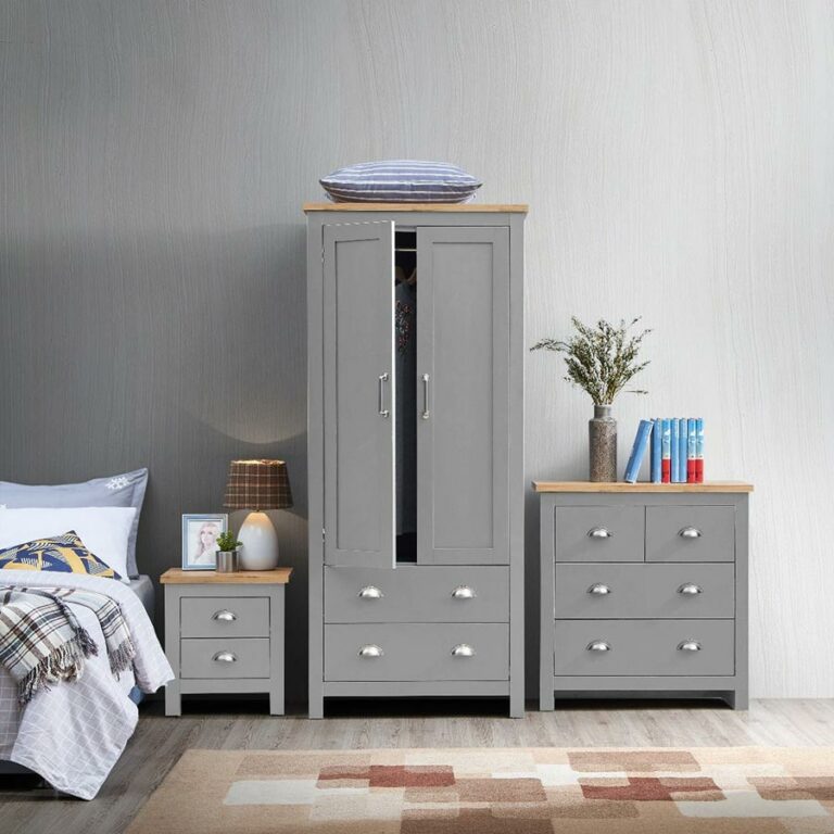 Leigh Grey 3 Piece Bedroom Furniture Set | Grey | Oak World