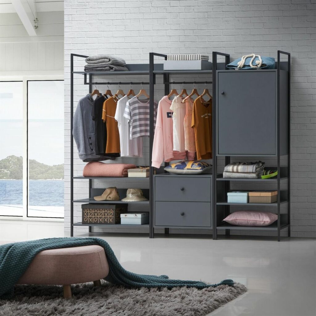 Mersey Open Wardrobe with 4 Shelves | Oak | Self Assembly | Oak World