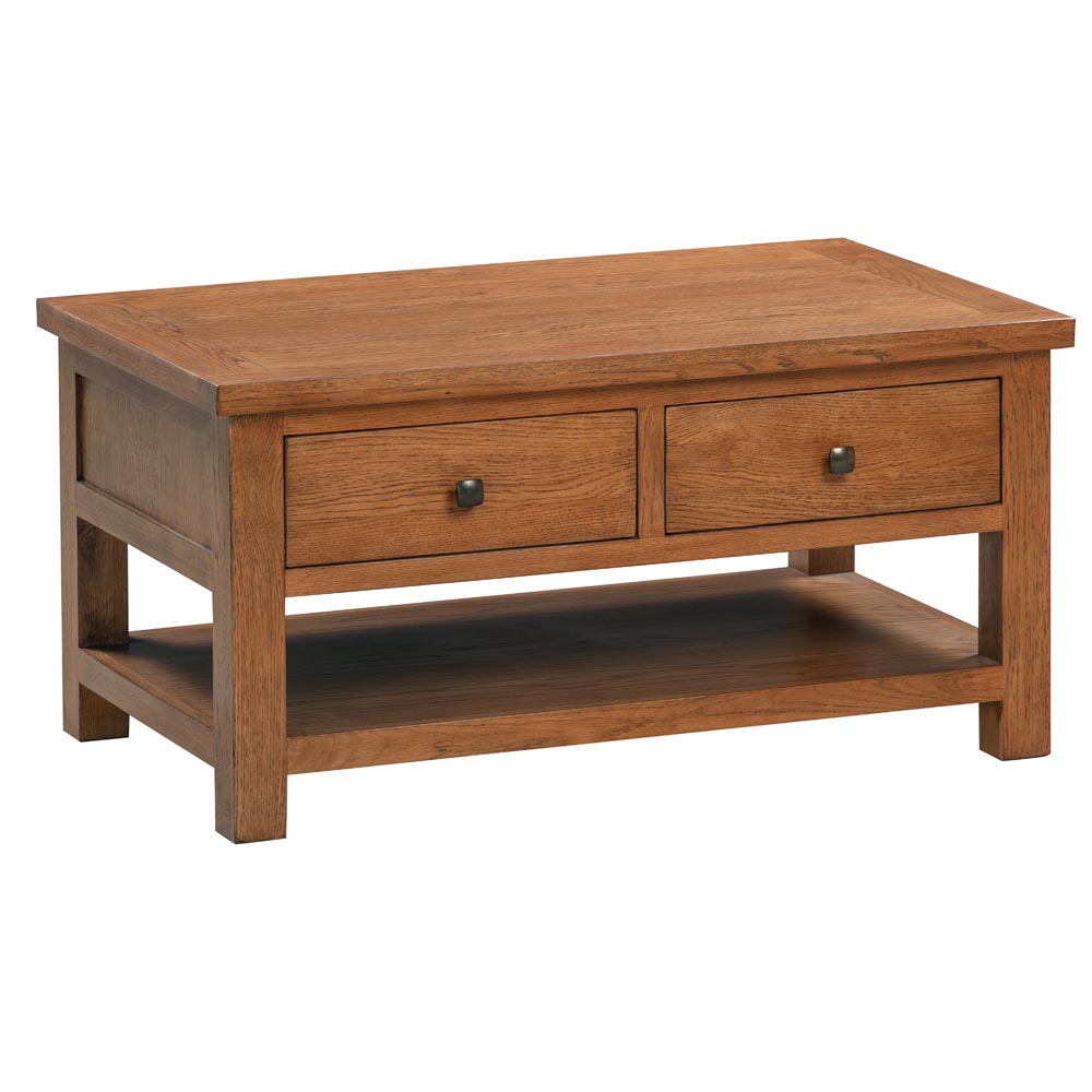 Wynyard Rustic Coffee Table With 2 Drawers | Oak World