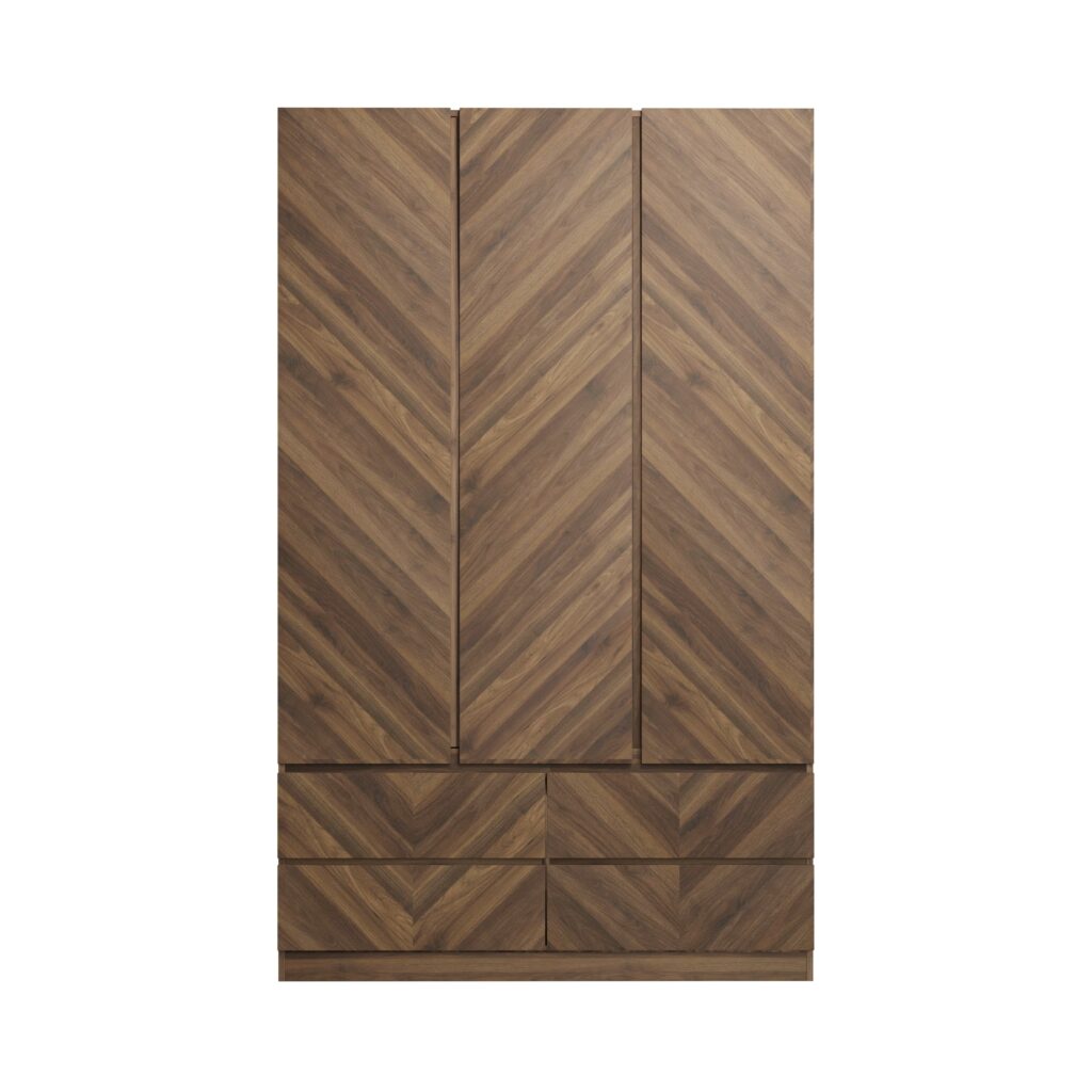 Phoenix 3 Door 4 Drawer Wardrobe | Royal Walnut | Self Assembly | Oak World