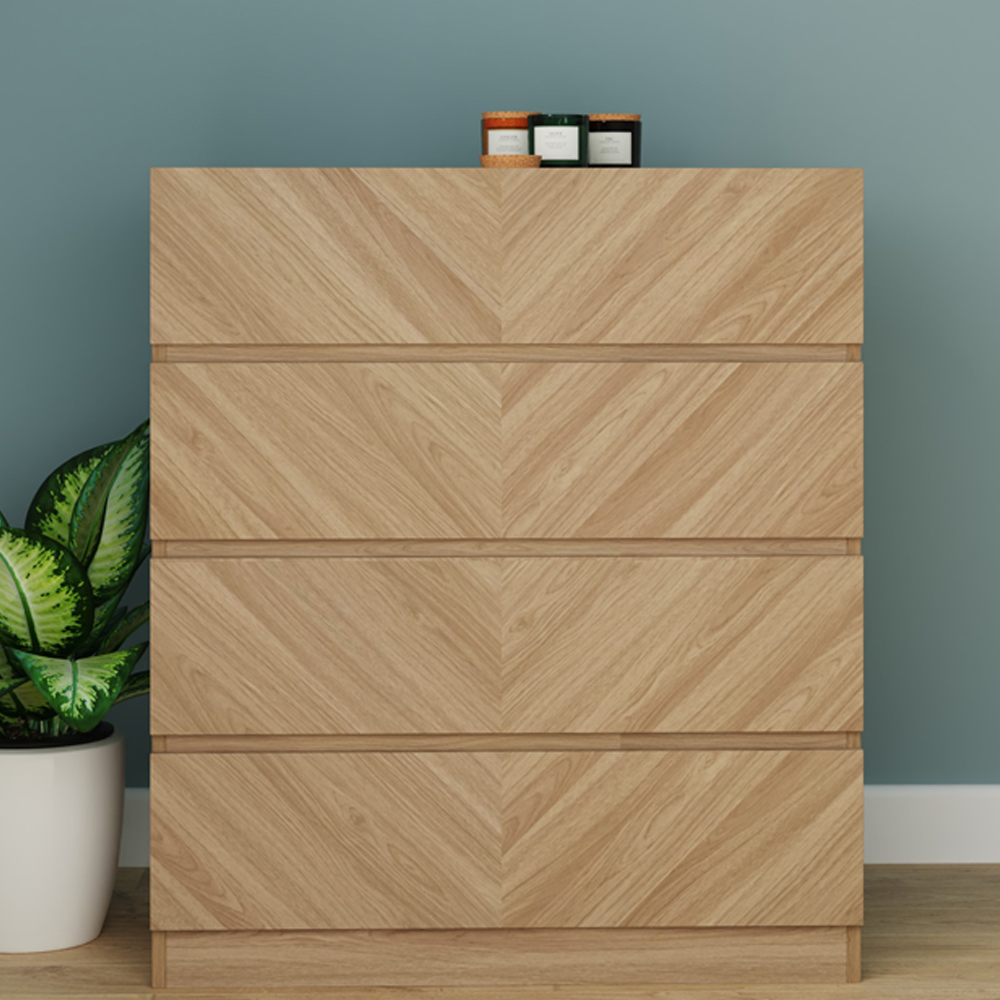 Phoenix 4 Drawer Chest | Euro Oak | Self Assembly | Oak World
