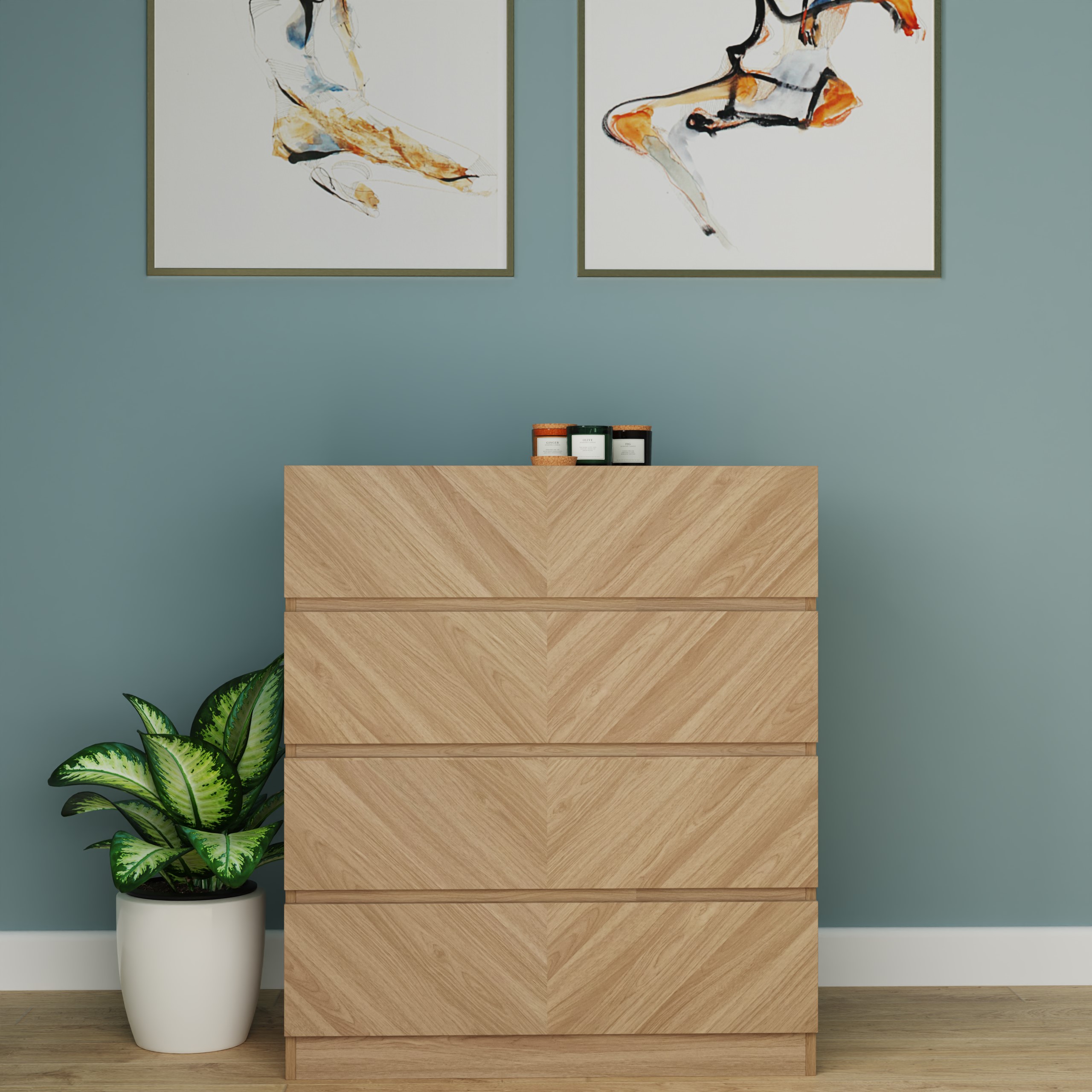 Phoenix 4 Drawer Chest | Euro Oak | Self Assembly | Oak World