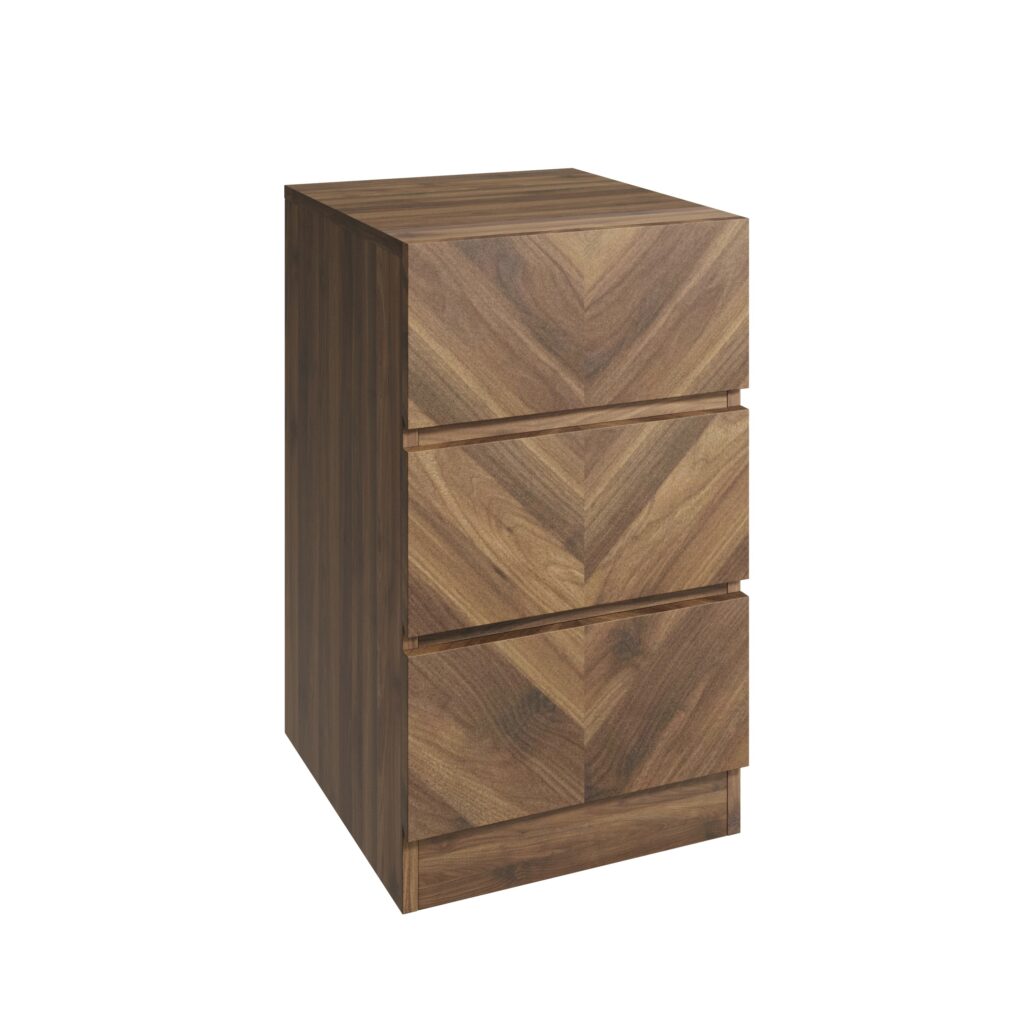 Phoenix 3 Drawer Bedside Table | Royal Walnut | Self Assembly | Oak World