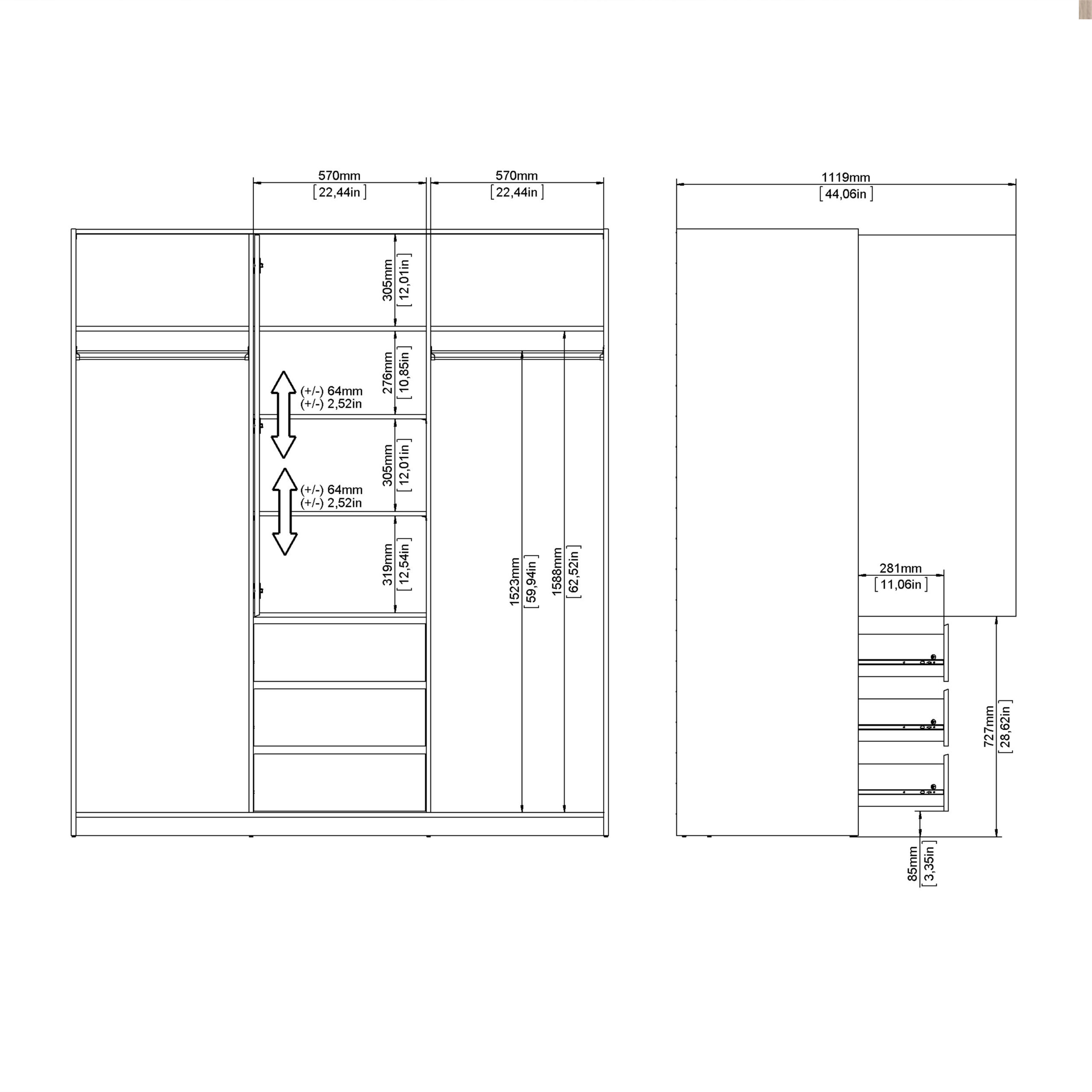 Moderno Wardrobe with 2 Sliding Doors | Self Assembly | Oak World