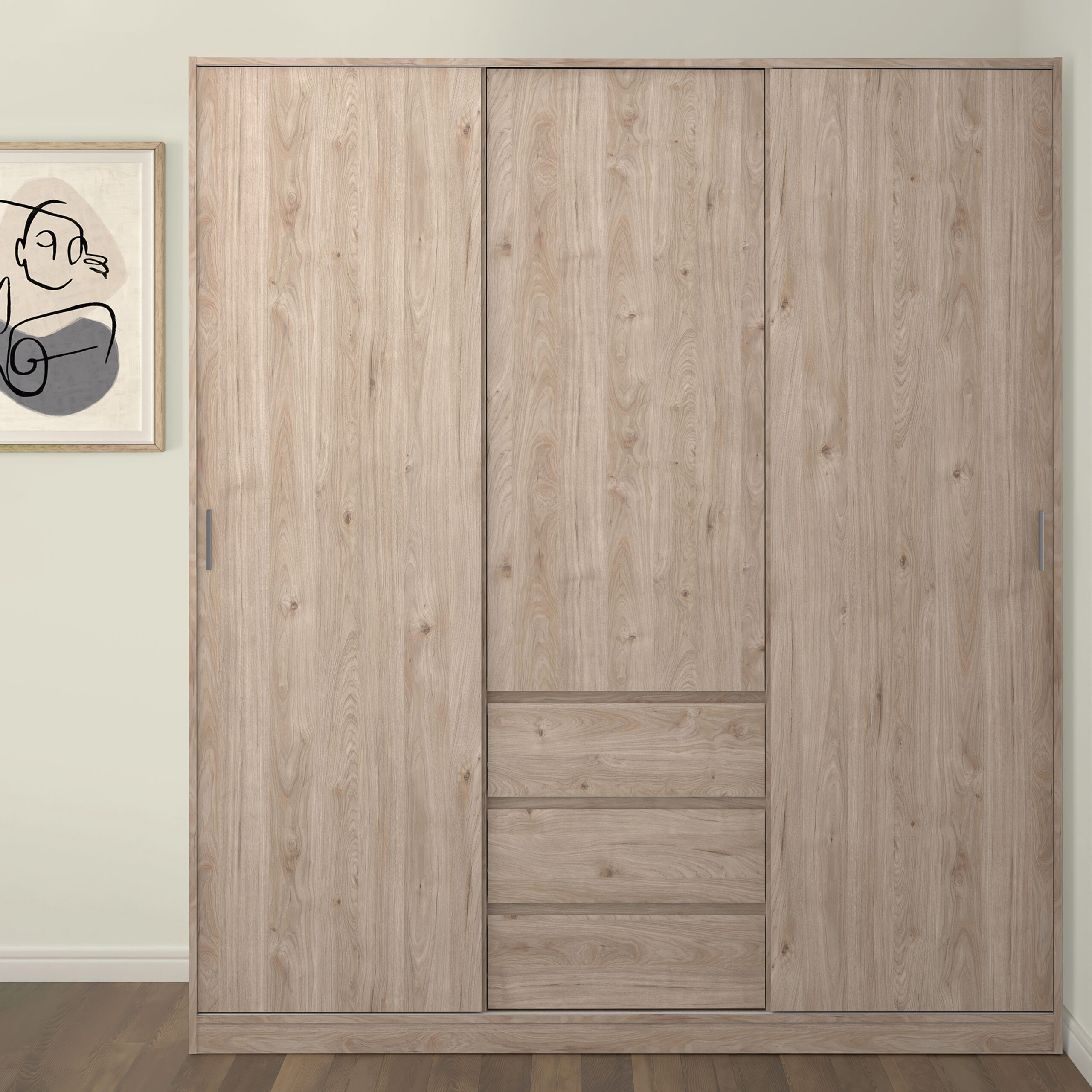 Moderno Wardrobe with 2 Sliding Doors | Self Assembly | Oak World