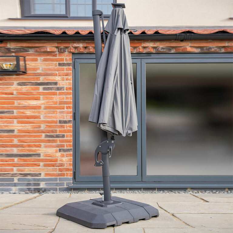 One Box Parasol 3m Round LED Cantilever with Water Filled Base | Oak World