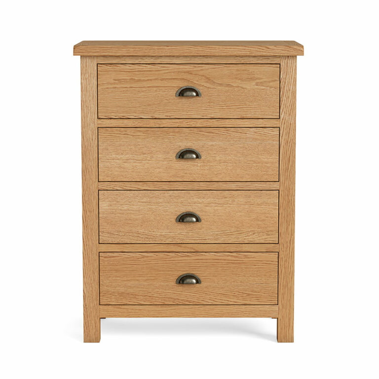 Ancroft Waxed Oak 4 Drawer Chest | Assembled | Oak World
