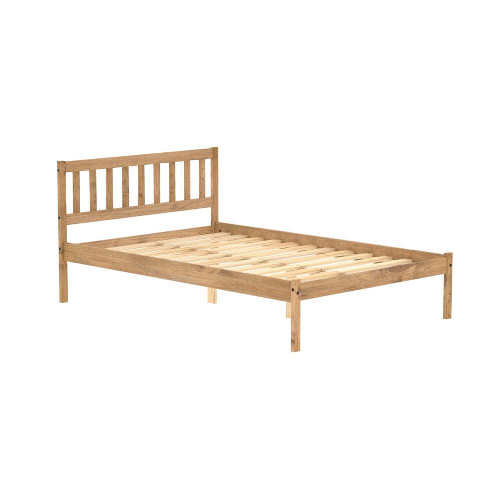 Lisbon Double Bed Brown | Assembly Required | Oak World