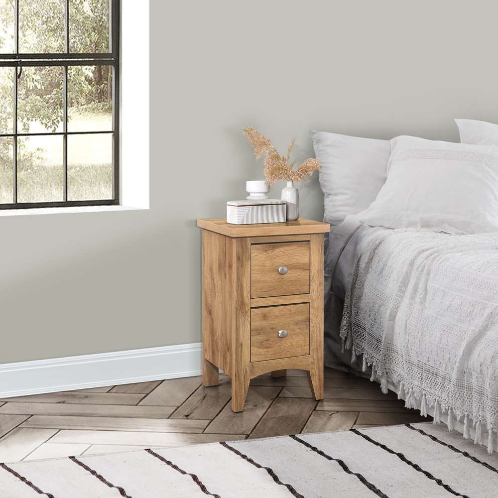 Norwood 2 Drawer Bedside Oak | Assembly Required | Oak World