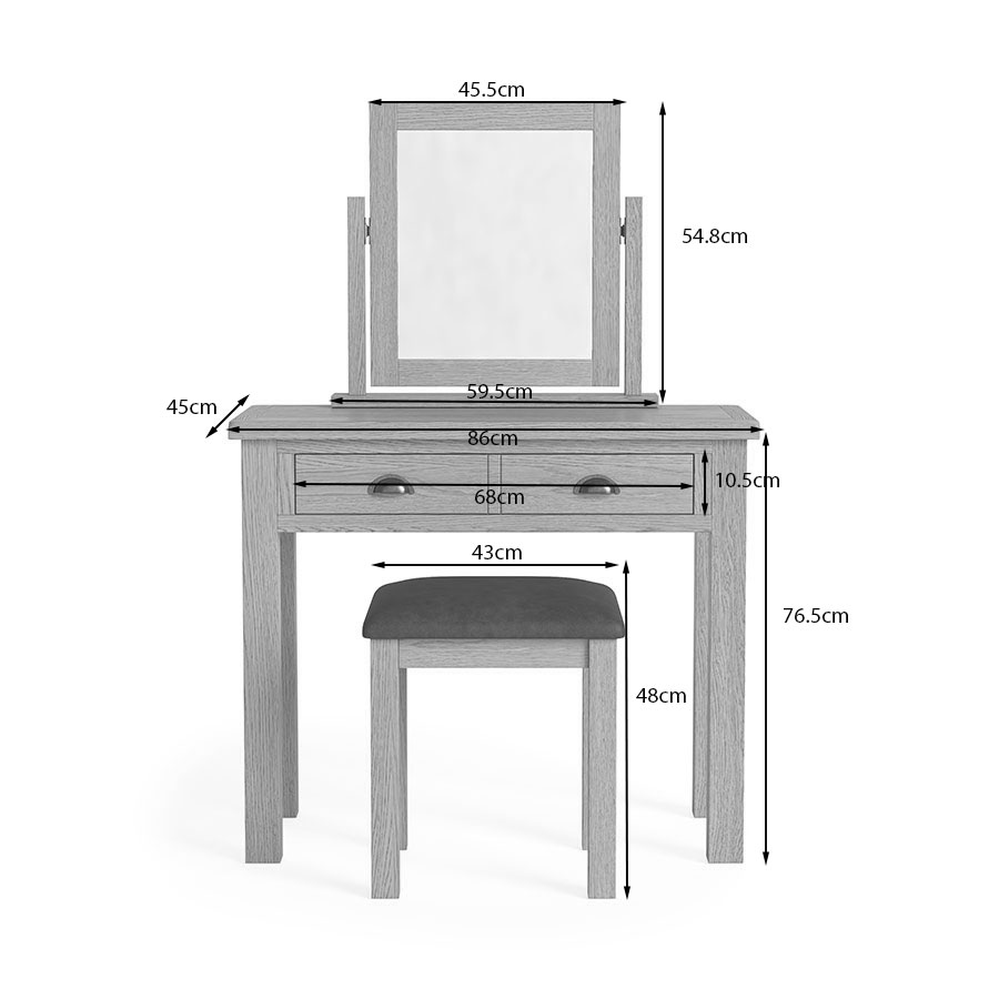 Ancroft Waxed Oak Dressing Table Set | Oak World