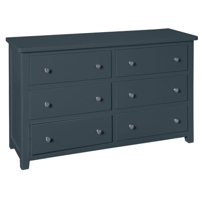 Geneva Painted 6 Drawer Wide Chest - Blue | Assembled | Oak World