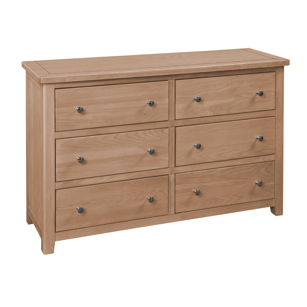 Geneva Oak 6 Drawer Wide Chest | Assembled | Oak World
