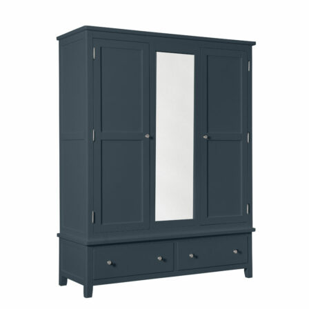 Geneva Painted Triple Wardrobe - Blue | Oak World