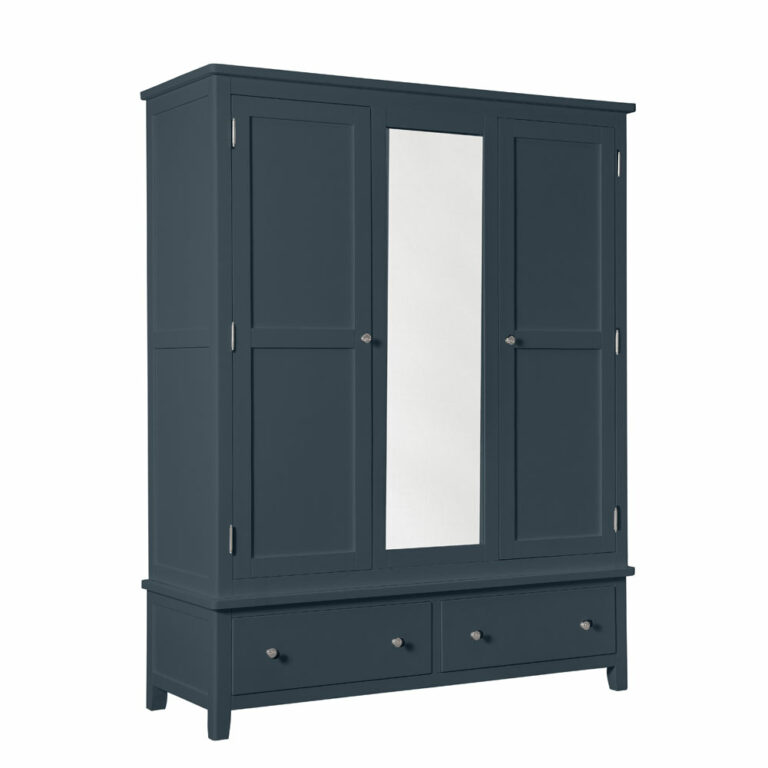 Geneva Painted Triple Wardrobe - Blue | Oak World