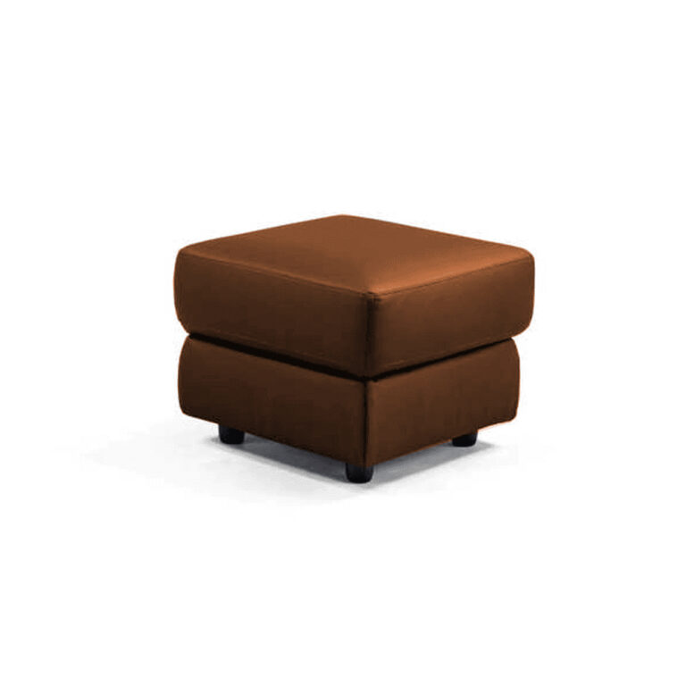 Portofino Italian Leather Footstool | Old Ranch Brown | Oak World