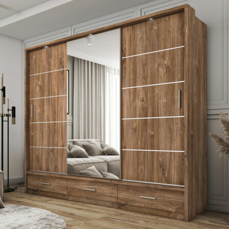 Durango 250cm Sliding Door Wardrobe | Stirling Oak | Oak World
