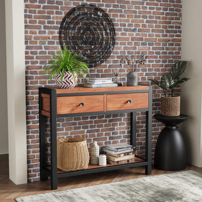 Urban Living 2 Drawer Console Table | Oak World