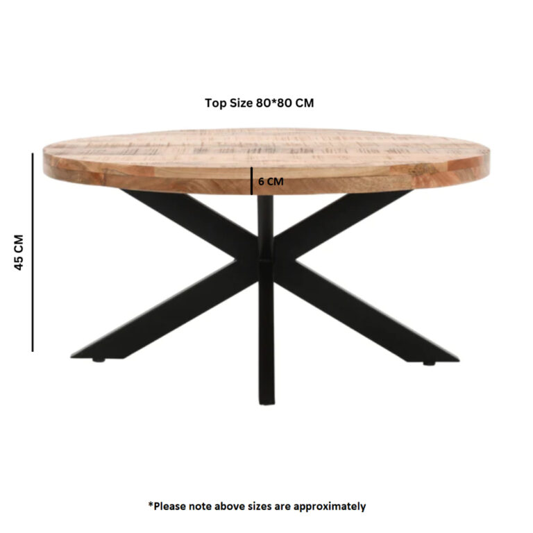 Epping Solid Wood Coffee Table With Metal Spider Legs | Oak World
