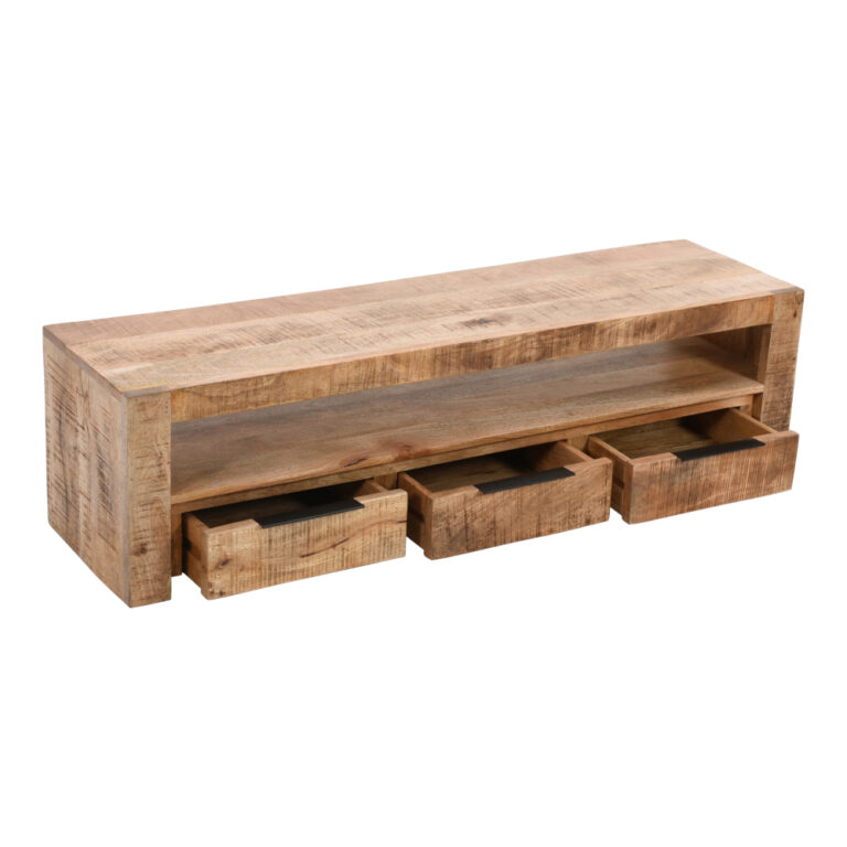 Epping Solid Wood Large Tvc With 3 Drawers | Oak World