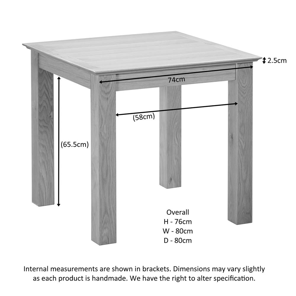 Emperor Oak Fixed Top 80 x 80 table | Oak World
