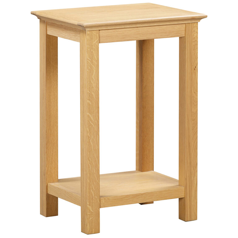 Emperor Oak Tall Lamp Table with Shelf | Assembled | Oak World