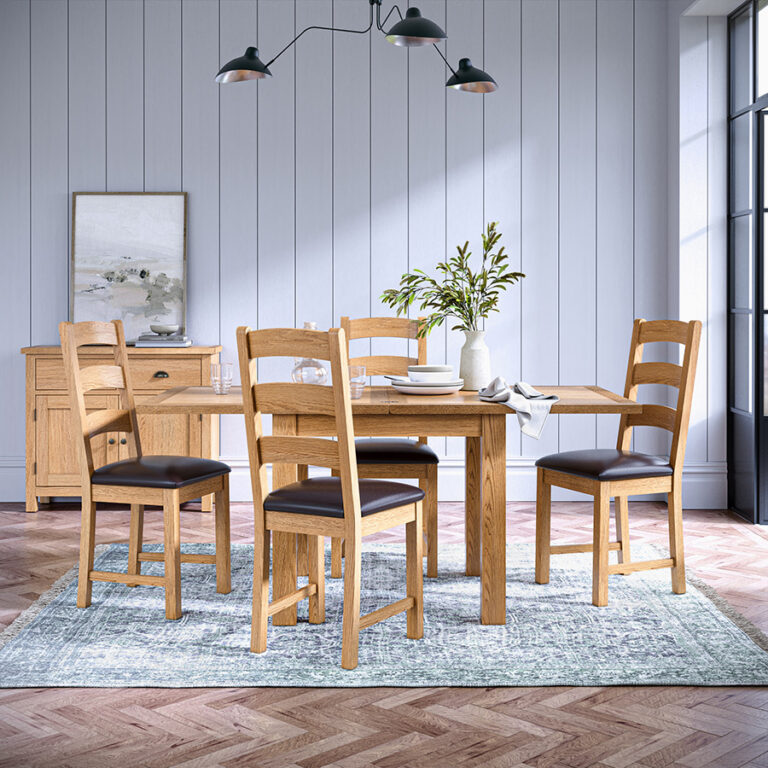 Ancroft Waxed Oak Extending Dining Table | 4 Seater | 85-170cm | Oak World