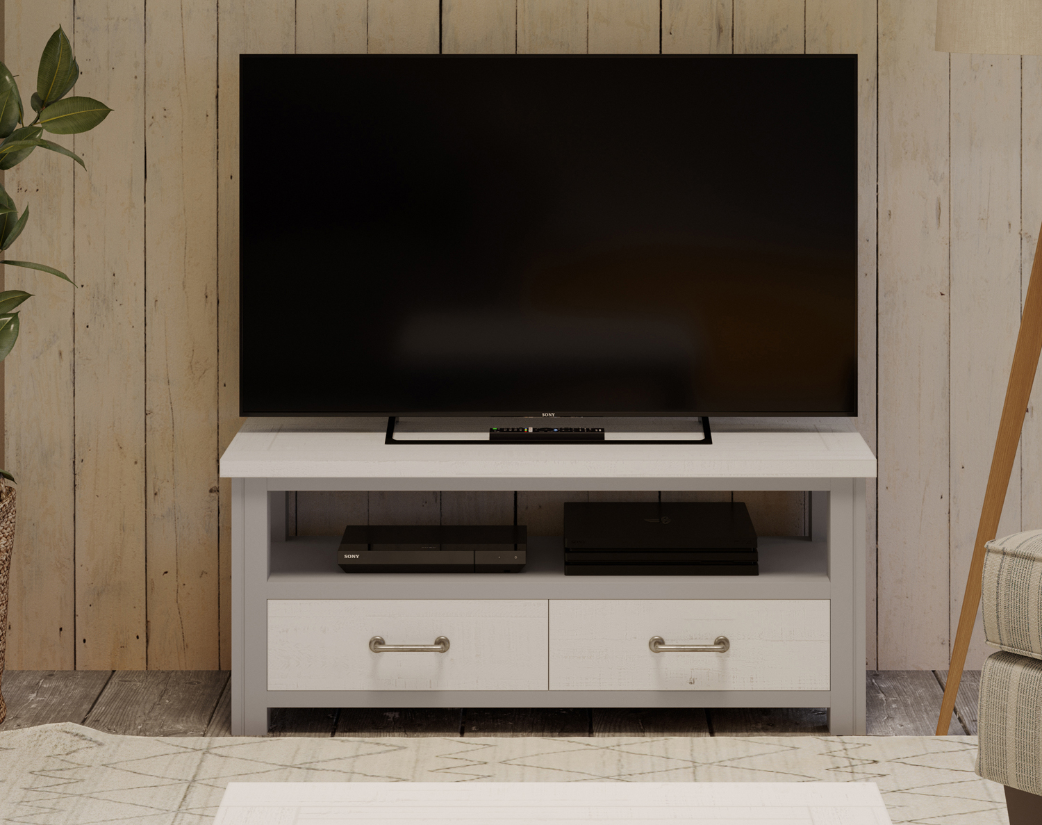 Aldgate Widescreen Television cabinet | Fully Assembled Grey | Oak World