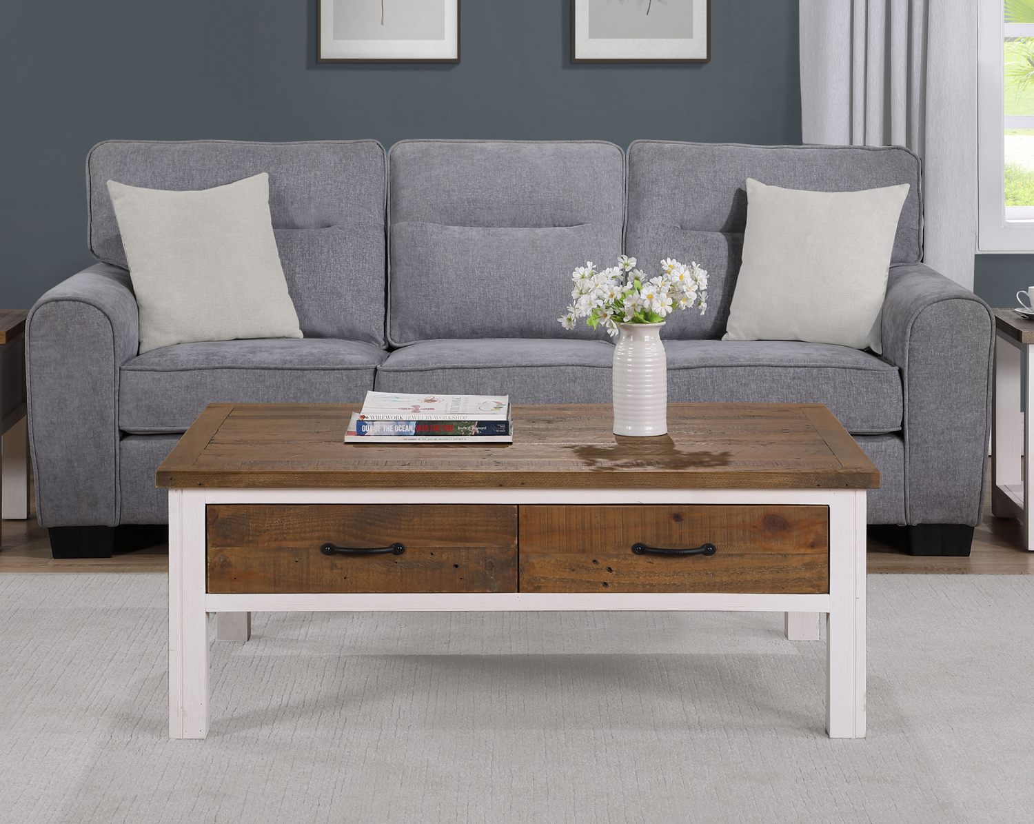 White Barkingside Coffee Table With Four Drawers | Fully Assembled ...