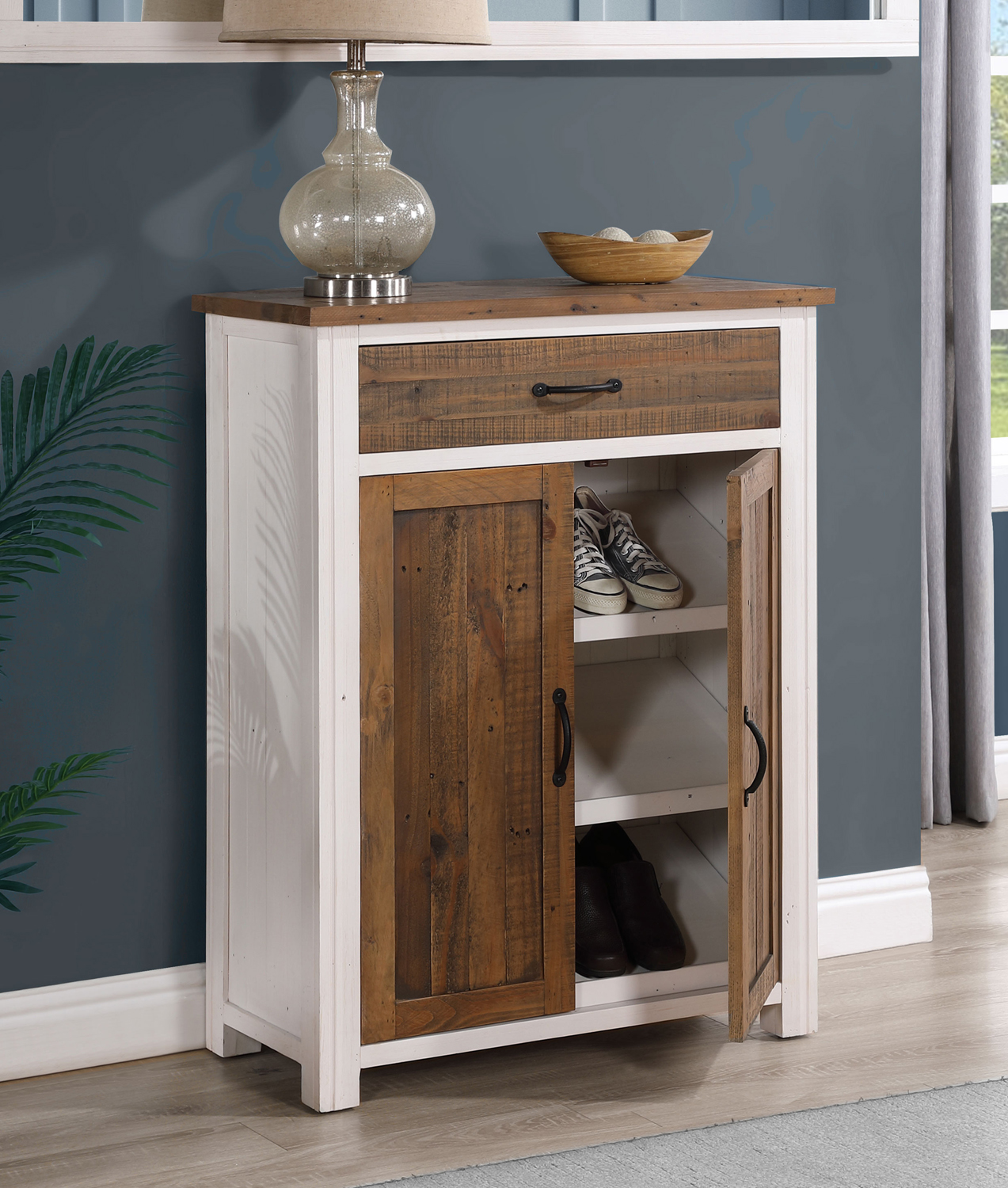 Barkingside Shoe Storage Cupboard With Drawer | Fully Assembled | Oak World