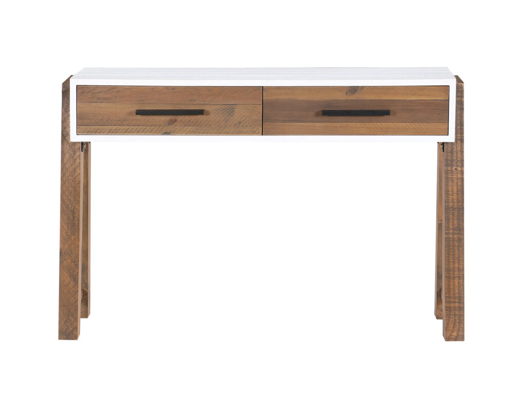 White Croydon Reclaimed Console Table Open | Assembled | Oak World