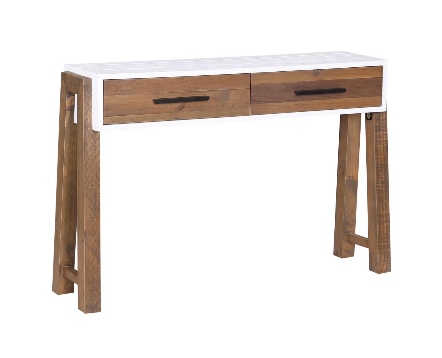White Croydon Reclaimed Console Table Open | Assembled | Oak World